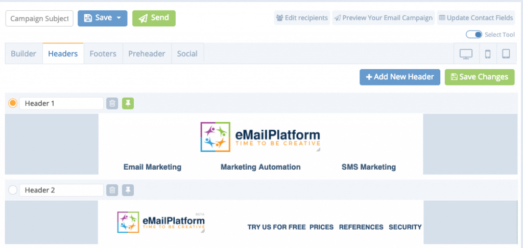 Make Your Own Header and Footer in MarketingPlatform