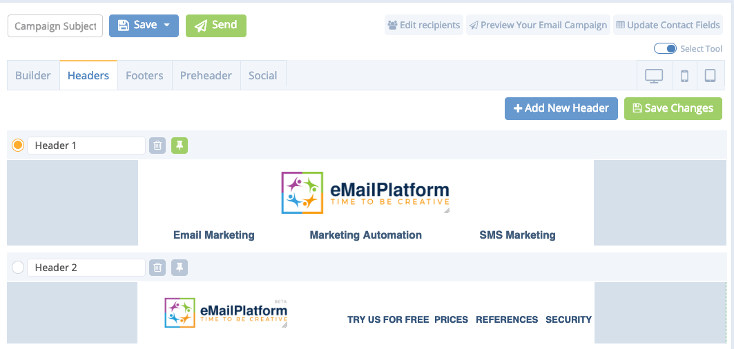 Make Your Own Header and Footer in MarketingPlatform Make Your Own Header and Footer in MarketingPlatform