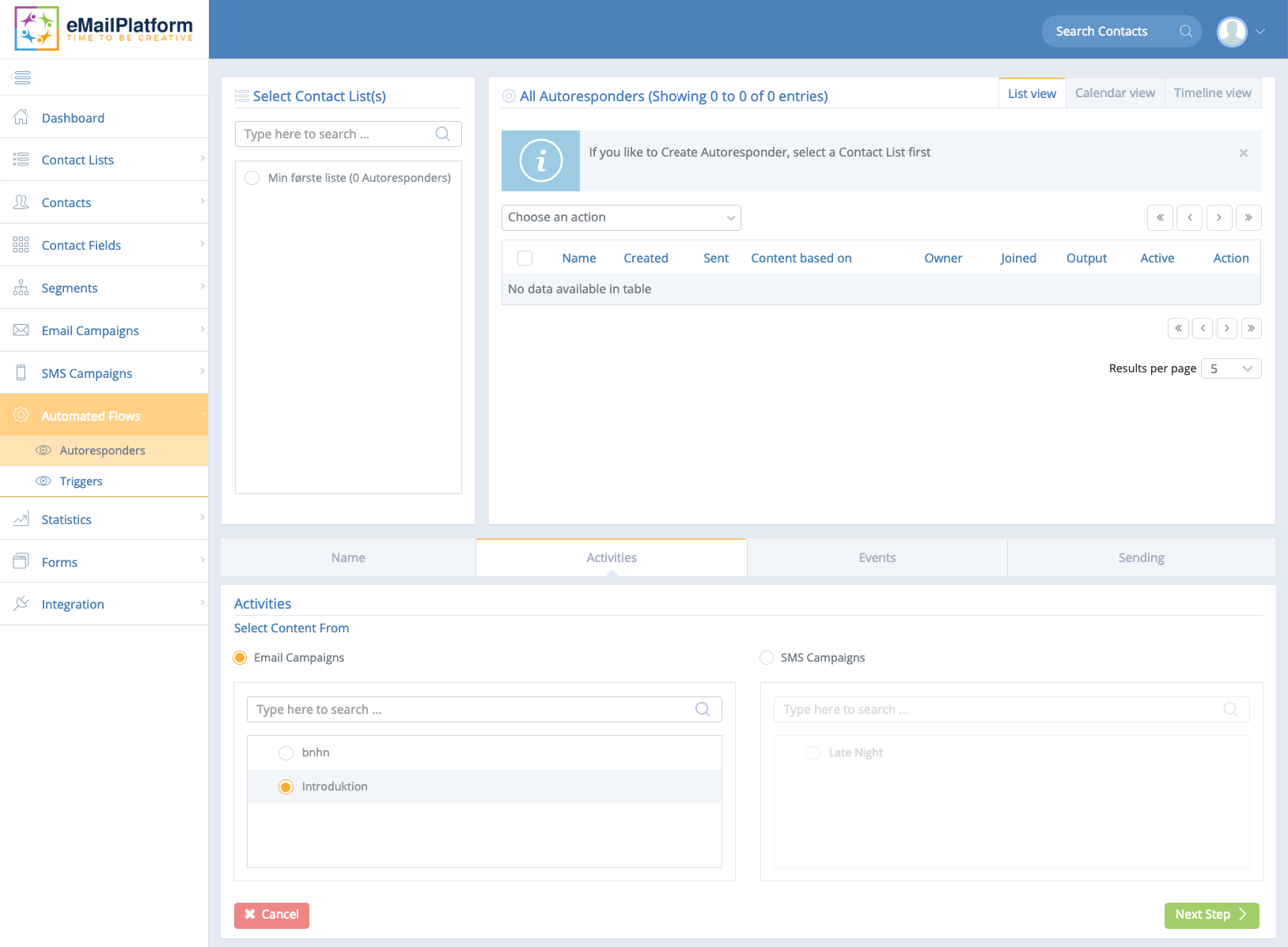 Autoresponder - Set up a welcome flow - MarketingPlatform - Dansk Email ...